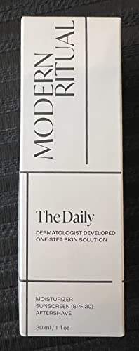 MODERN RITUAL Made in USA Daily 3-in-1 SPF 30 Face Moisturizer - Healing Aftershave - Face Sunscreen - Ultra-Hydrating Face Lotion - Anti-Aging Facial Moisturizer - 1 Fl oz