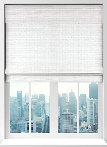 Calyx Interiors Cordless Seaside White Bamboo Roman Shades Blinds - Size: 24" W x 74" H (Model: 04CBF240740)