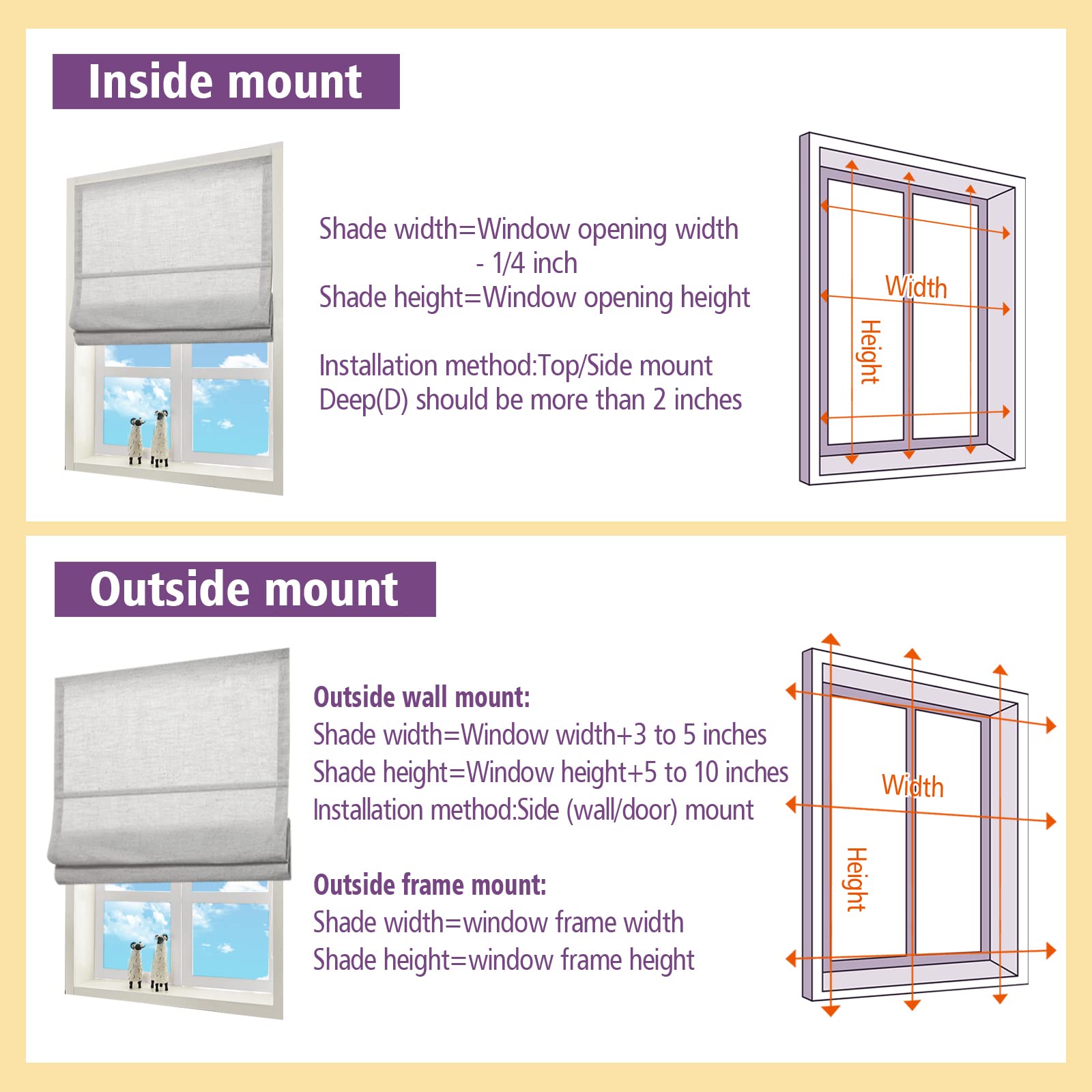 Cordless Blackout Roman Shades for Windows, Black Roman Blind with White Trim, Custom Fabric Roman Window Blinds for French Doors, Kitchen Windows