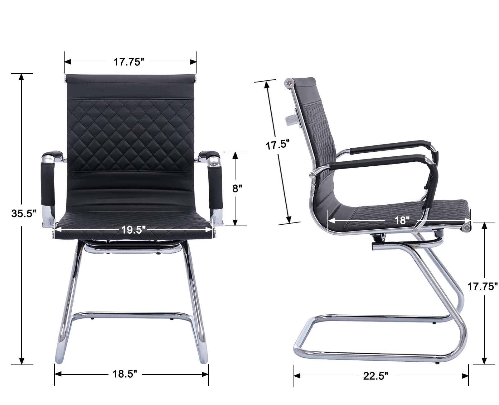 BESTANO Office Guest Chairs Reception Chairs Waiting Room Chairs Set of 4 Conference Room Chairs with Mid Back, Modern PU Leather Desk Chairs, Black