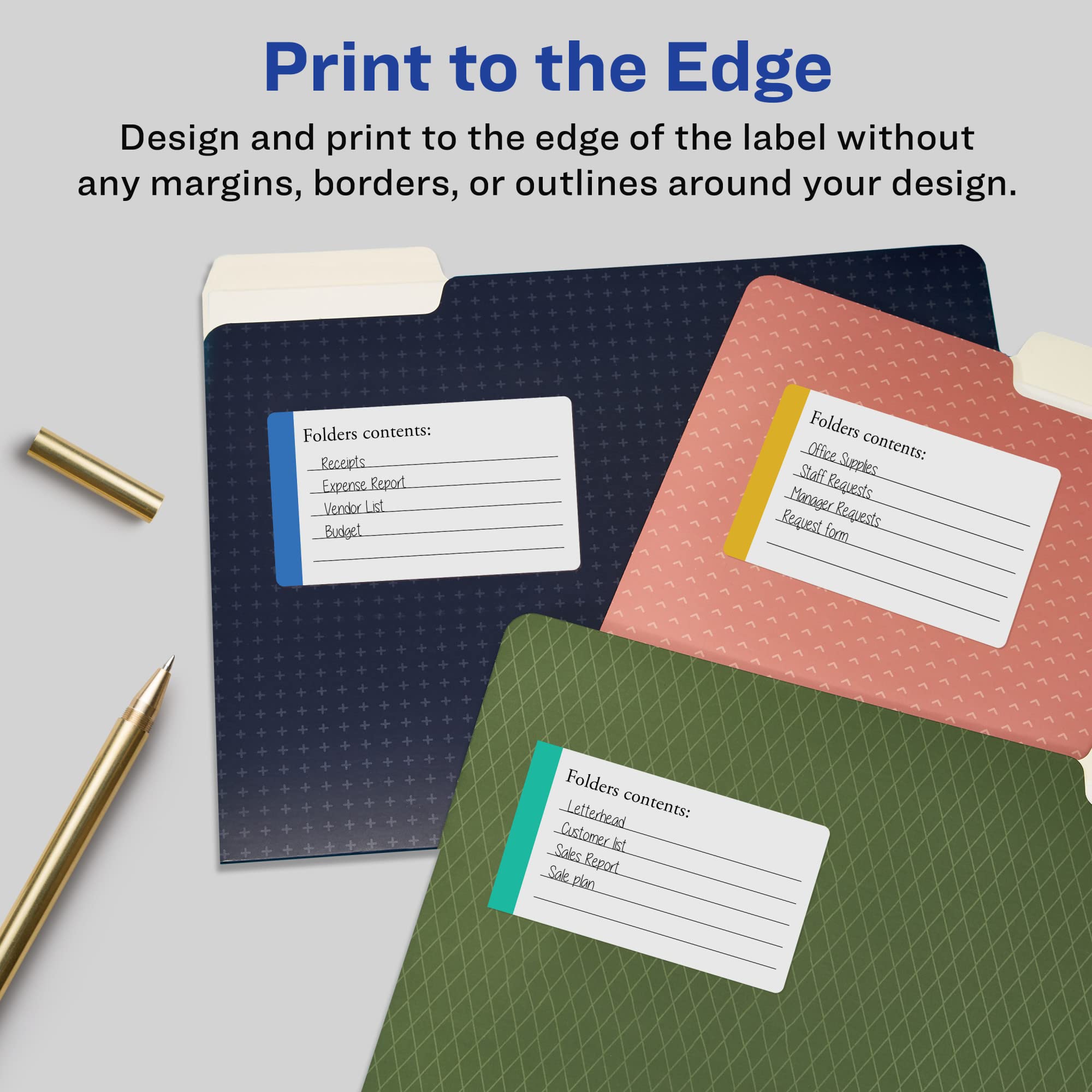 Avery Durable Removable Rectangle Labels with Sure Feed Technology, 2" x 3.5", Matte White Film, Water-Resistant, Print-to-The-Edge, Laser/Pigment-Based Inkjet Printable, 120 Removable Labels Total