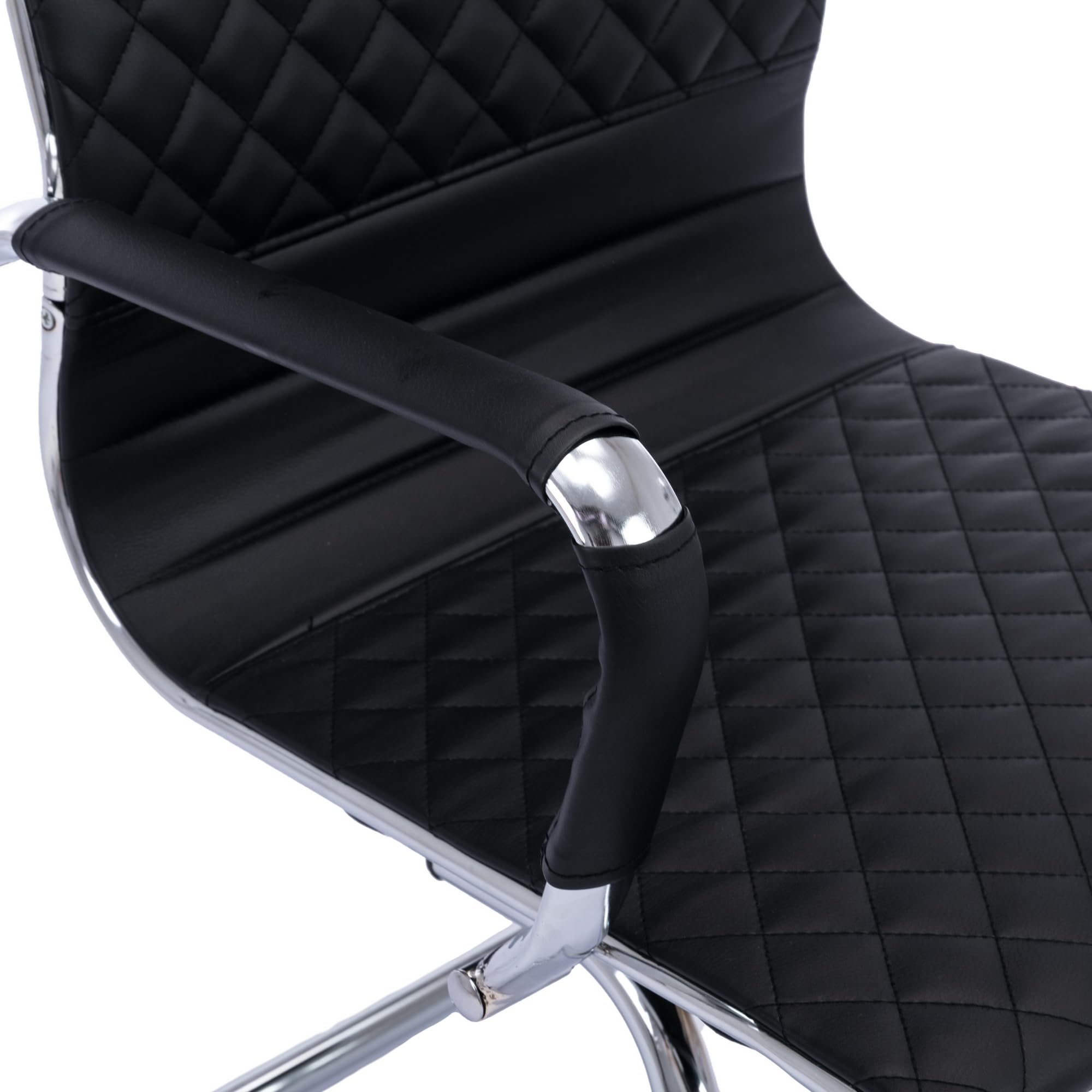 BESTANO Office Guest Chairs Reception Chairs Waiting Room Chairs Set of 4 Conference Room Chairs with Mid Back, Modern PU Leather Desk Chairs, Black
