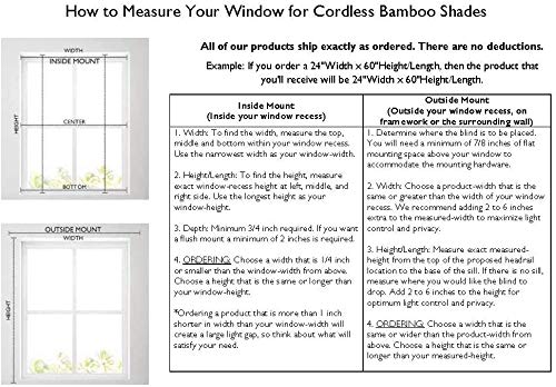 Calyx Interiors Cordless Seaside White Bamboo Roman Shades Blinds - Size: 24" W x 74" H (Model: 04CBF240740)