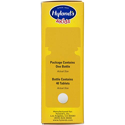 Swimmers Ear Relief Tablets for Kids by Hyland's, Fast Natural Homeopathic Pain Relief of Cold & Flu Earaches, Swimmers Ear, and Allergies, 40 Tablets