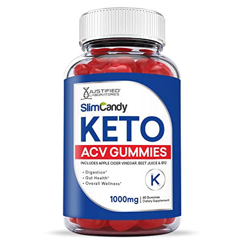 Justified Laboratories (2 Pack) Slim Candy Keto ACV Gummies 1000MG with Pomegranate Juice Beet Root B12 120 Gummys