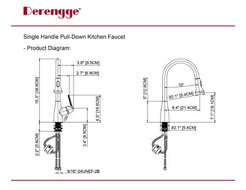 Derengge Stainless Steel Kitchen Faucet Single Handle Pull-Down Kitchen Sink Faucet,Faucet for Farmhouse, Camper, Laundry, Rv, Bar,KF-058-SS