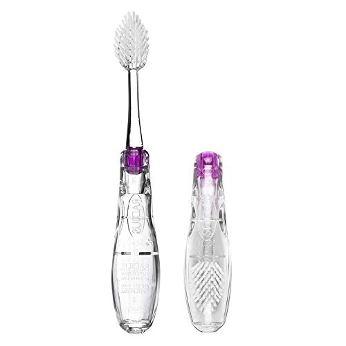 RADIUS Tour Travel Brush & Case with Replaceable Brush Head ADA Accepted Toothbrush Improve Gum Health - Purple - Pack of 1
