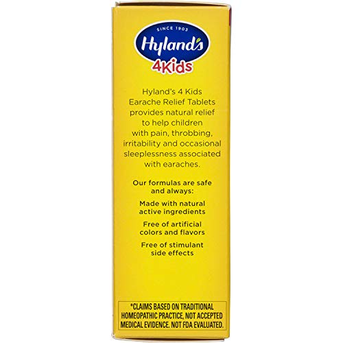 Swimmers Ear Relief Tablets for Kids by Hyland's, Fast Natural Homeopathic Pain Relief of Cold & Flu Earaches, Swimmers Ear, and Allergies, 40 Tablets
