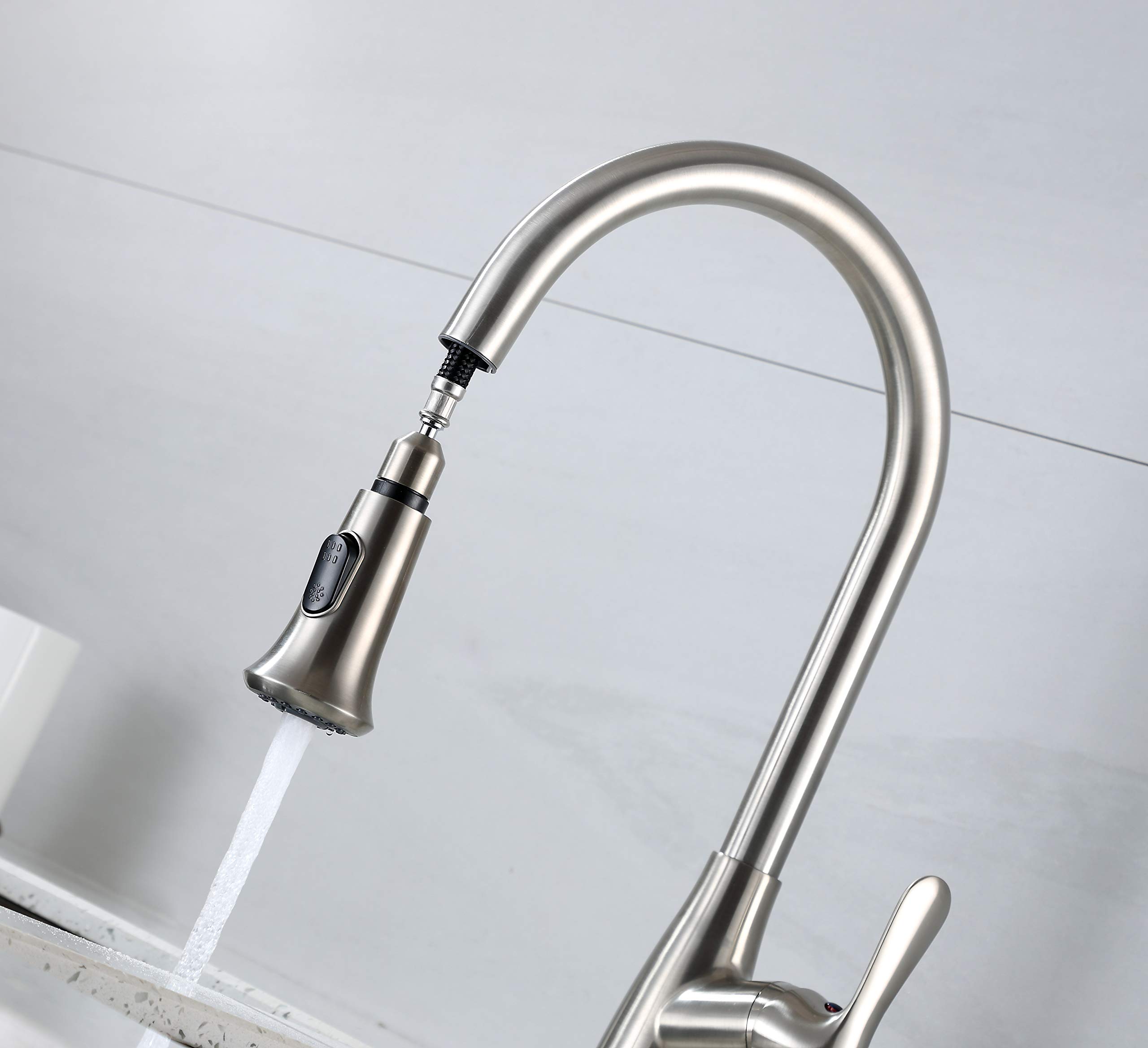 Derengge Stainless Steel Kitchen Faucet Single Handle Pull-Down Kitchen Sink Faucet,Faucet for Farmhouse, Camper, Laundry, Rv, Bar,KF-058-SS