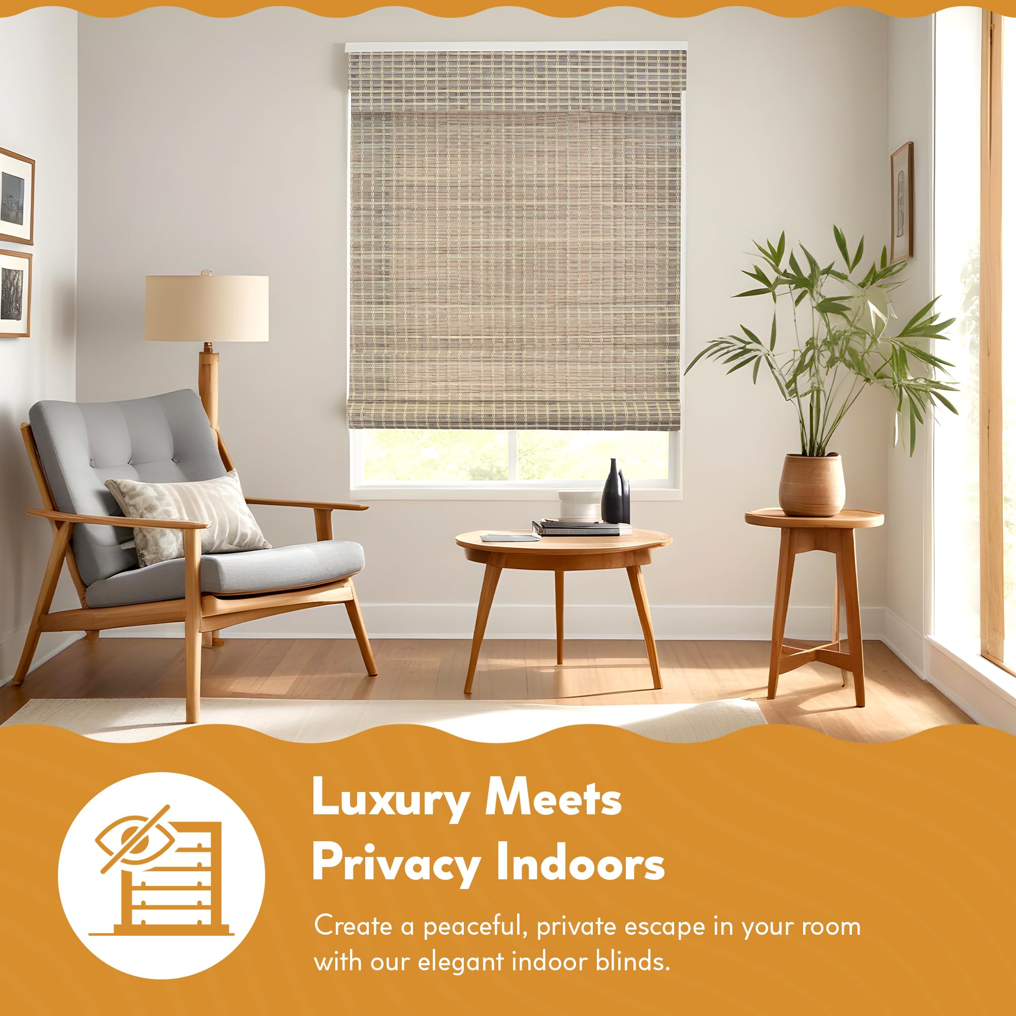 Radiance 2208860E Cordless Bamboo Roman Shade, 35" W x 64" L, Driftwood
