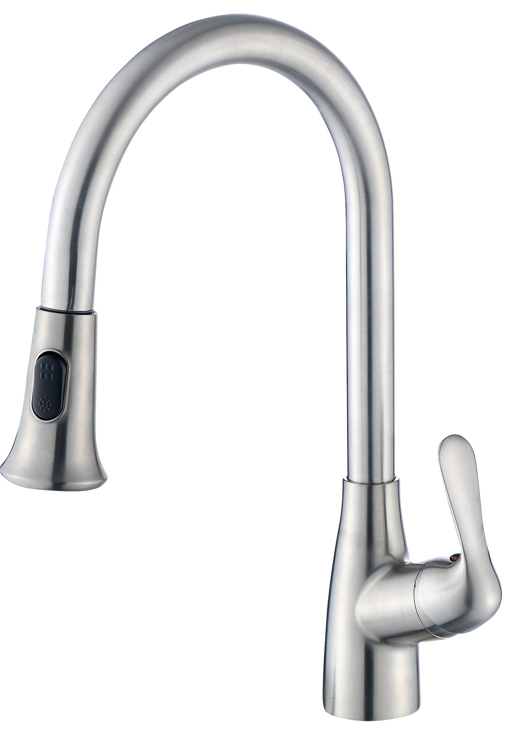 Derengge Stainless Steel Kitchen Faucet Single Handle Pull-Down Kitchen Sink Faucet,Faucet for Farmhouse, Camper, Laundry, Rv, Bar,KF-058-SS