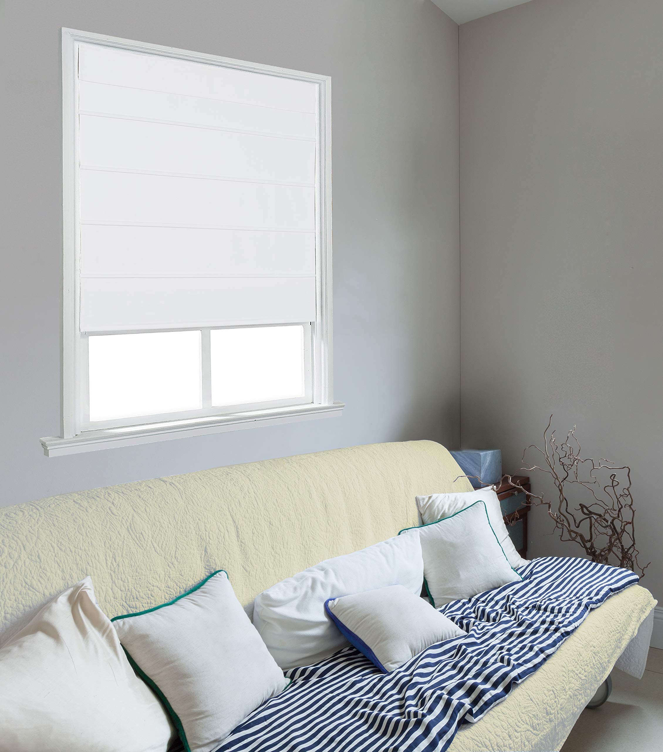 Cordless Cotton Sublime Roman Shade (White 27 in. W x 64 in. L)