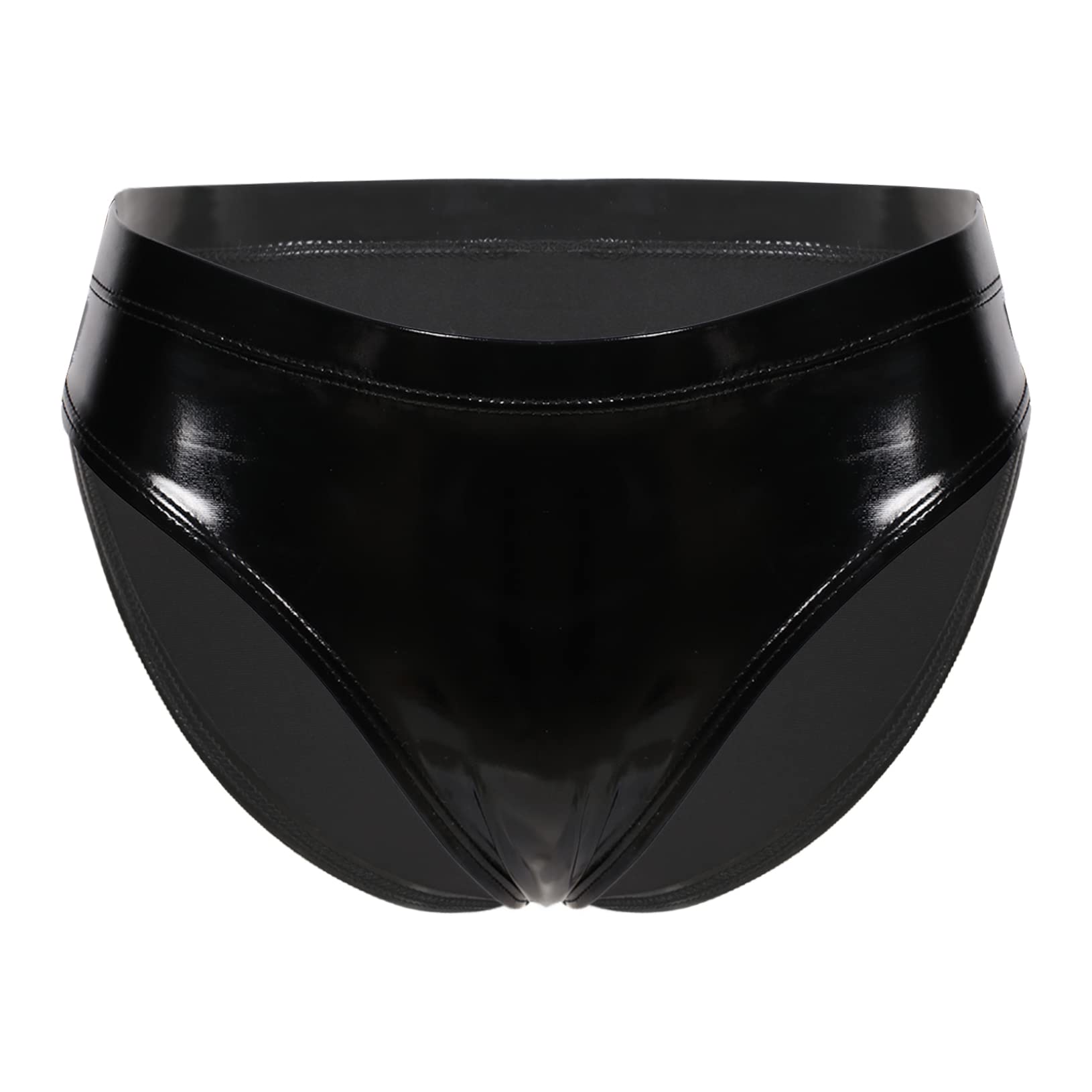 ACSUSS Women Shiny Sexy Shorts Pole Dance Club Shorts Rave Booty Shorts Latex High Cut Bottoms Black Large