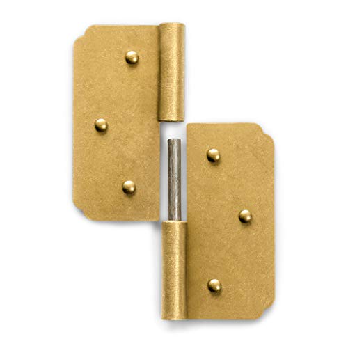 Hardware Philosophy Rounded Corner Brass Hinge 1.77 Inches - Set of 2 - Architectural, Interior Design, Doors, Furniture Cabinet Customization Hardware