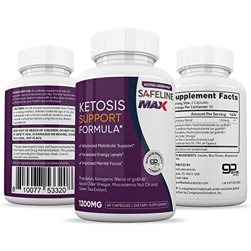 (2 Pack) Safeline Keto Max 1200MG Pills Ketogenic Supplement Includes goBHB Apple Cider Vinegar Macadamia Nut Oil and Green Tea Advanced Ketosis Support for Men Women 120 Capsules