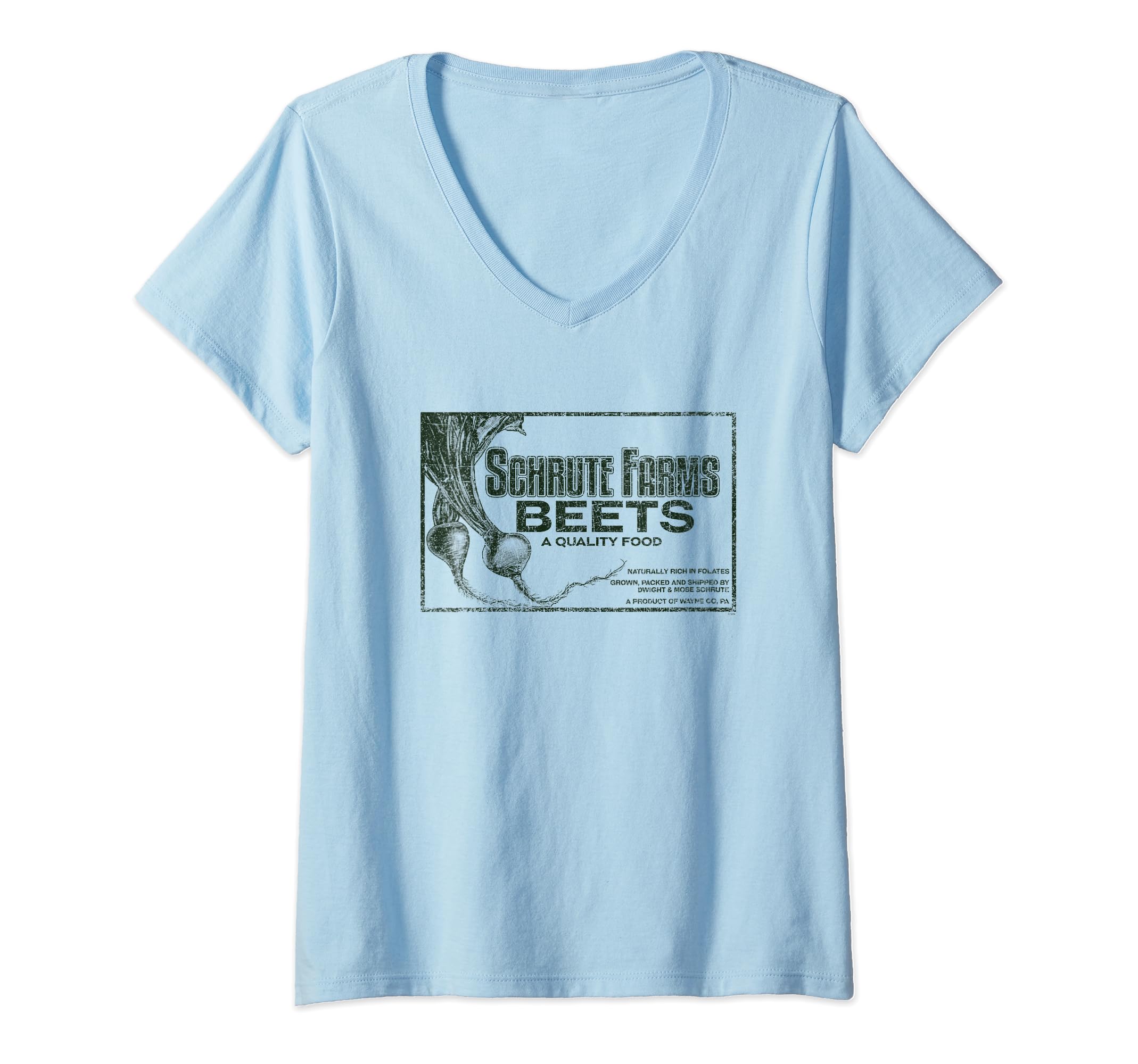 Womens The Office Schrute Farms Beets Crate Label V-Neck T-Shirt