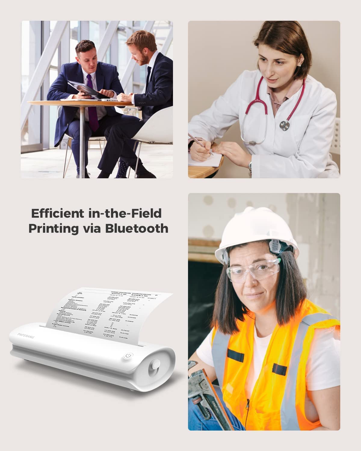 Wireless Bluetooth Portable Printer, 300dpi A4 Thermal Printer, Paperang Go Travel Printer, Supports 4/8 inch Inkless Printing for Design Sketches, Invoices, Service Reports, and More - White