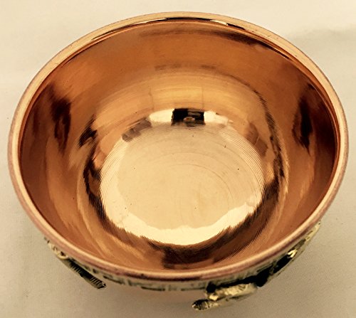 Triple Moon Pentacle Copper Offering Bowl 3", Great for Altar use, Ritual use, Incense Burner, smudging Bowl, Decoration Bowl, offering Bowl - New Age Imports, Inc.