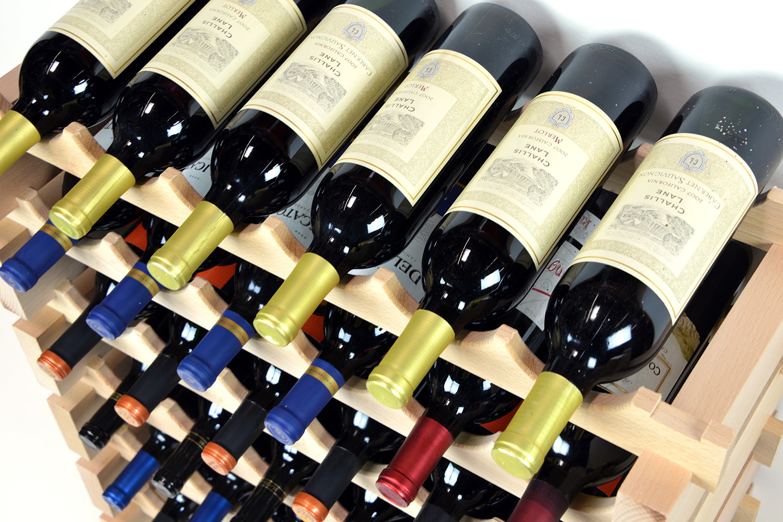 Modular Wine Rack Beechwood 40-120 Bottle Capacity 10 Bottles Across up to 12 Rows Newest Improved Model (40 Bottles - 4 Rows)