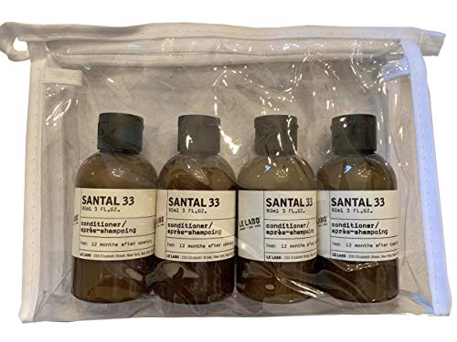Le Labo Santal 33 Conditioner Set - Set of 4, 3 Ounce Bottles Plus Amenity Pouch