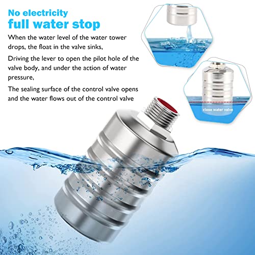304 Stainless Steel Fully Automatic Water Level Control Float Valve, 1/2" 3/4" Auto Shut Off Mini Float Valve, No need electricity Automatic Water Level Controller for Water Tank, water towers