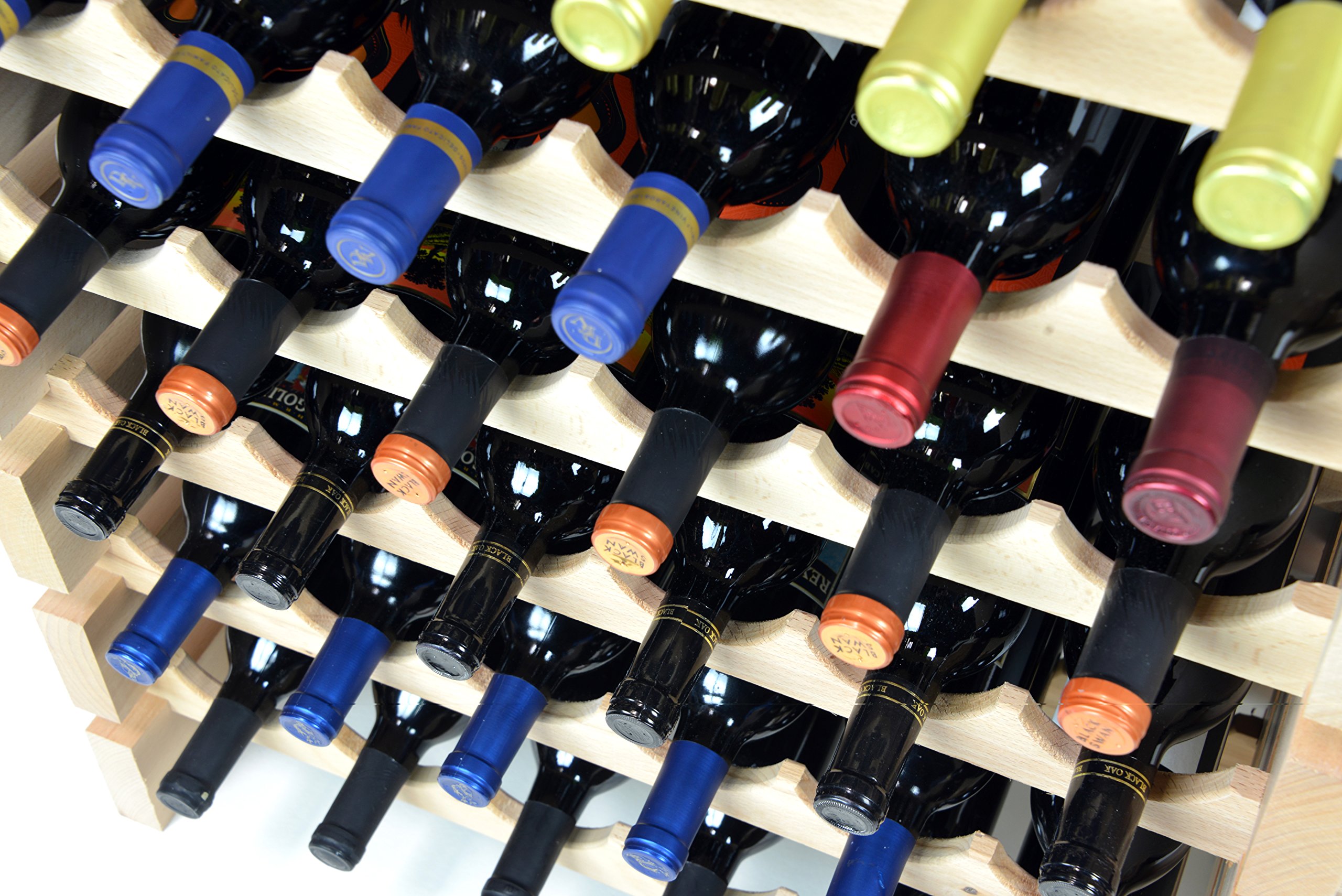 Modular Wine Rack Beechwood 40-120 Bottle Capacity 10 Bottles Across up to 12 Rows Newest Improved Model (40 Bottles - 4 Rows)