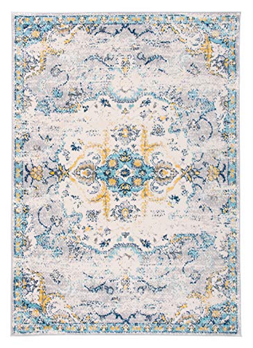 Rugshop Bohemian Distressed Design Area Rug 7'10" x 10' Blue
