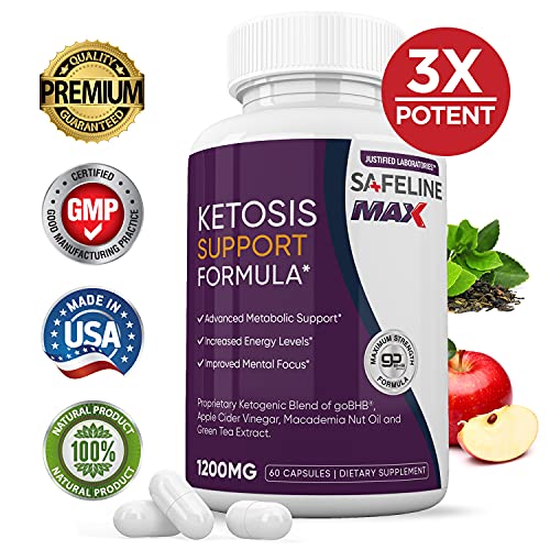 (2 Pack) Safeline Keto Max 1200MG Pills Ketogenic Supplement Includes goBHB Apple Cider Vinegar Macadamia Nut Oil and Green Tea Advanced Ketosis Support for Men Women 120 Capsules
