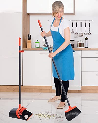 Broom and Dustpan, Broom and Dustpan Set for Home, Dustpan with 52" Long Handle Broom Combo Set, Standing Dustpan and Broom Set for Home Kitchen Room Office Lobby Floor Cleaning