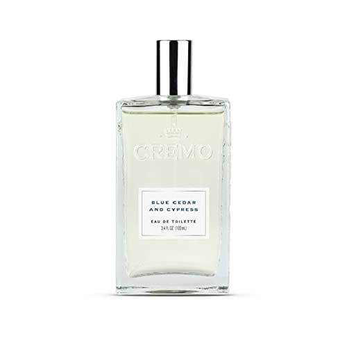 Cremo Blue Cedar & Cypress Cologne Spray, A Woodsy Scent with Notes of Lemon Leaf, Cypress and Cedar, 3.4 Fl Oz