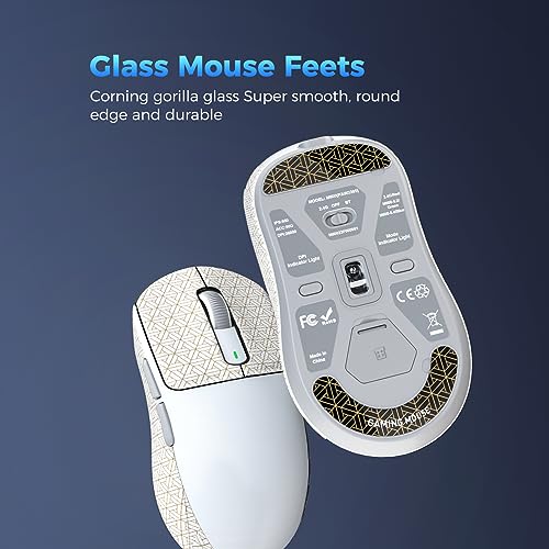 KYSONA Wireless Gaming Mouse Ultralight 55g, 3395 Lag-Free Sensor, 26K DPI, HUANO Switches, 80Hrs Long Battery Life, 6 Programmable Button for PC, 3 Modes (2.4G/Wired/BT), Win with M600, White
