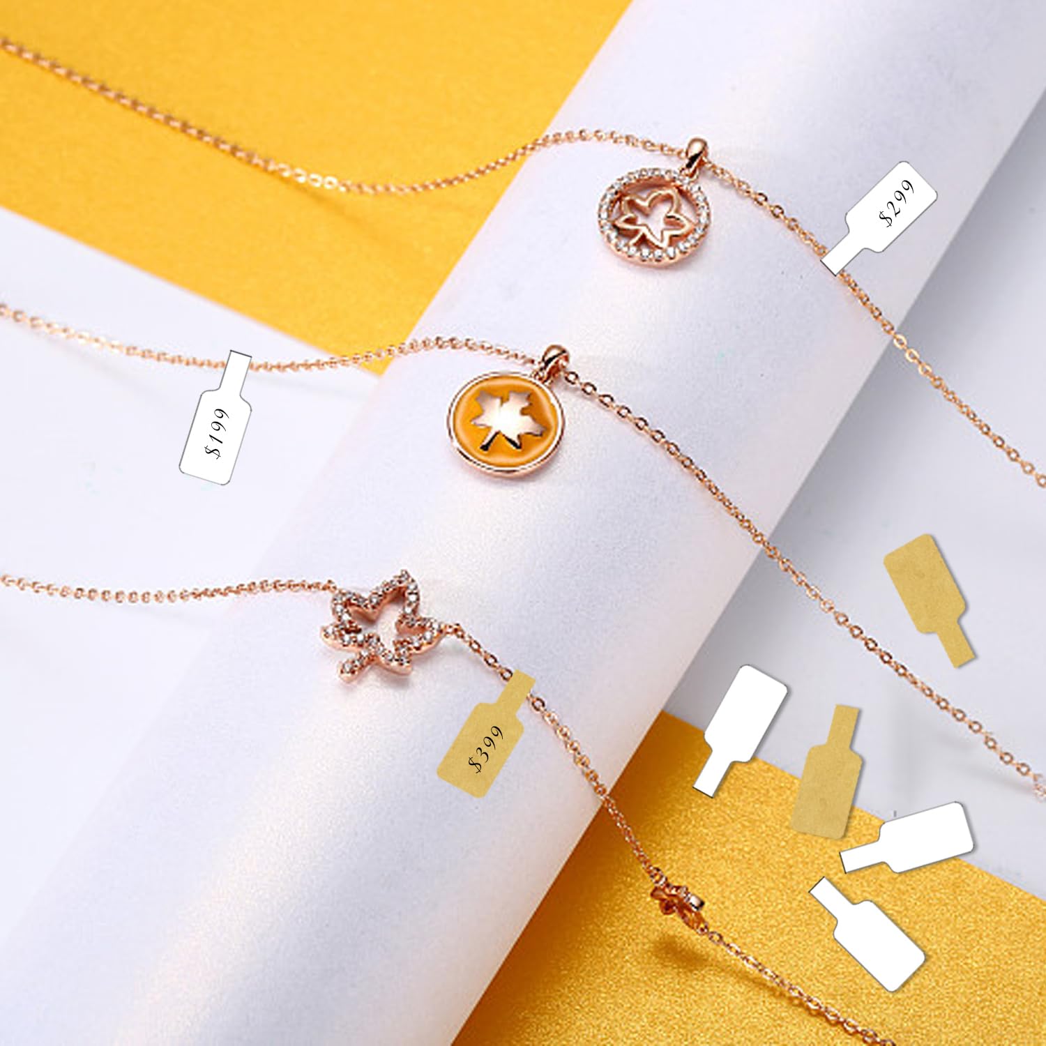 Yeachlaing Kraft Jewelry Price Labels,Any Pen Will not be Smeared,No Glue in The Middle Folding Part,Suitable for Jewelry handicrafts,etc.(600 PCS,1 Bag)