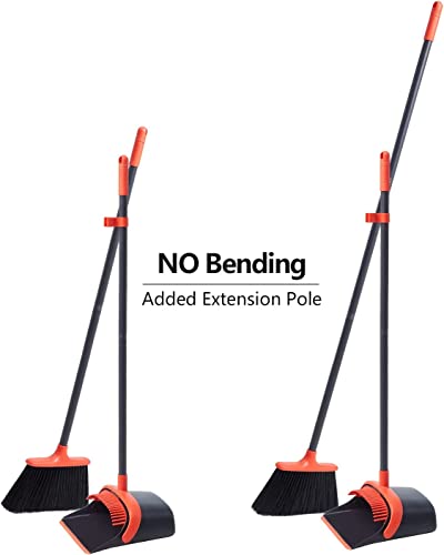 Broom and Dustpan, Broom and Dustpan Set for Home, Dustpan with 52" Long Handle Broom Combo Set, Standing Dustpan and Broom Set for Home Kitchen Room Office Lobby Floor Cleaning