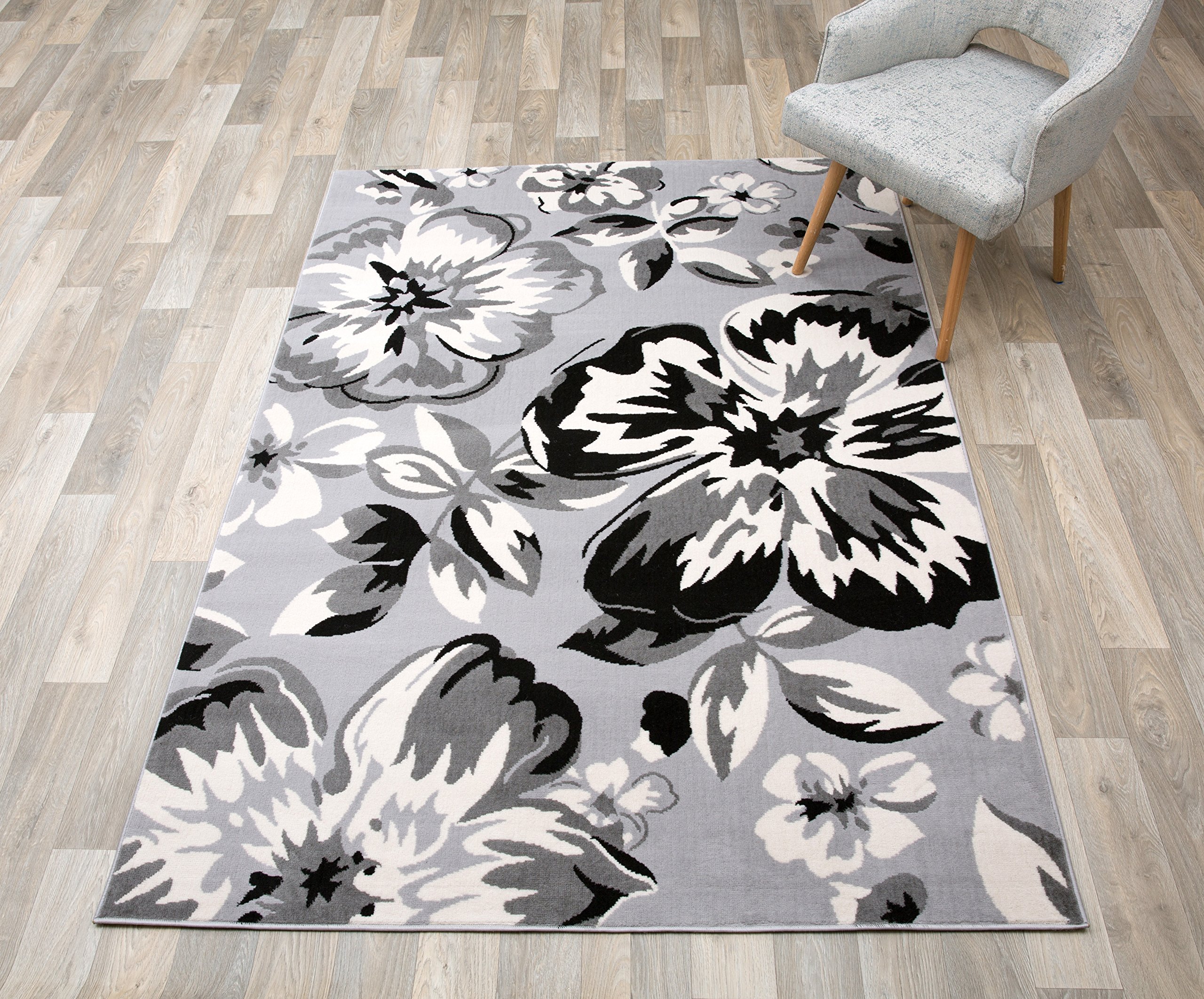 Rugshop Modern Floral Area Rugs 5' X 7' Gray