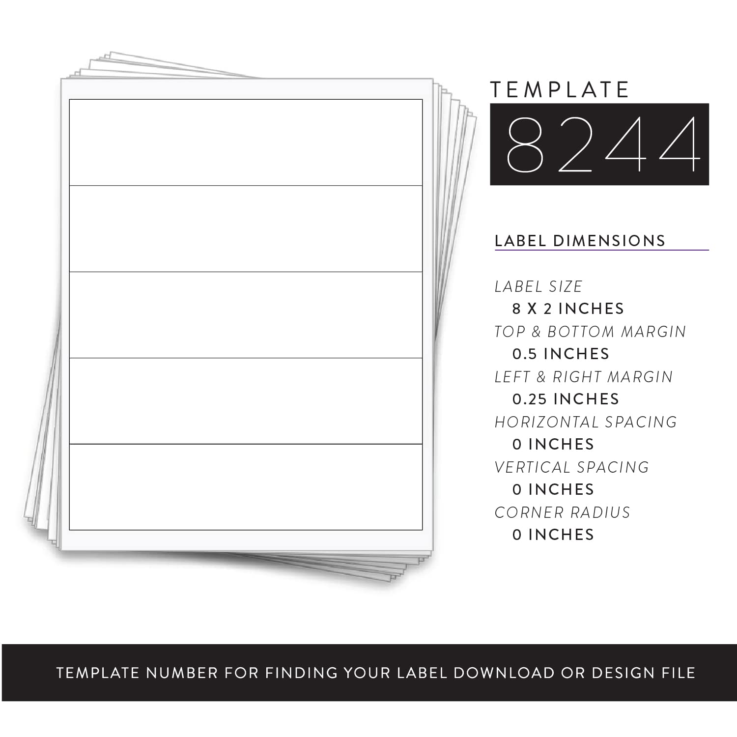 50 Printable Water Bottle Sheet Labels, 8x2 in., Clear Gloss