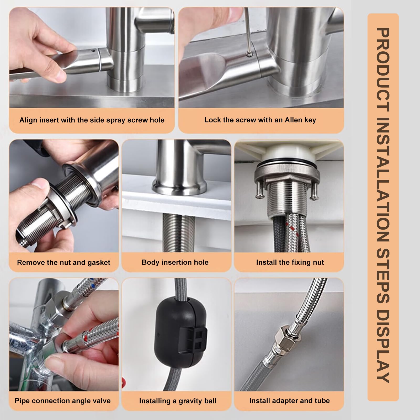 304 Stainless Steel High Arc Brushed Nickel Kitchen Faucet,Silicone Waterfall Outlet Kitchen Sink Faucets,Kitchen Faucet with Pull-Out Down Sprayer,with Deck Single Handle Sink Faucets