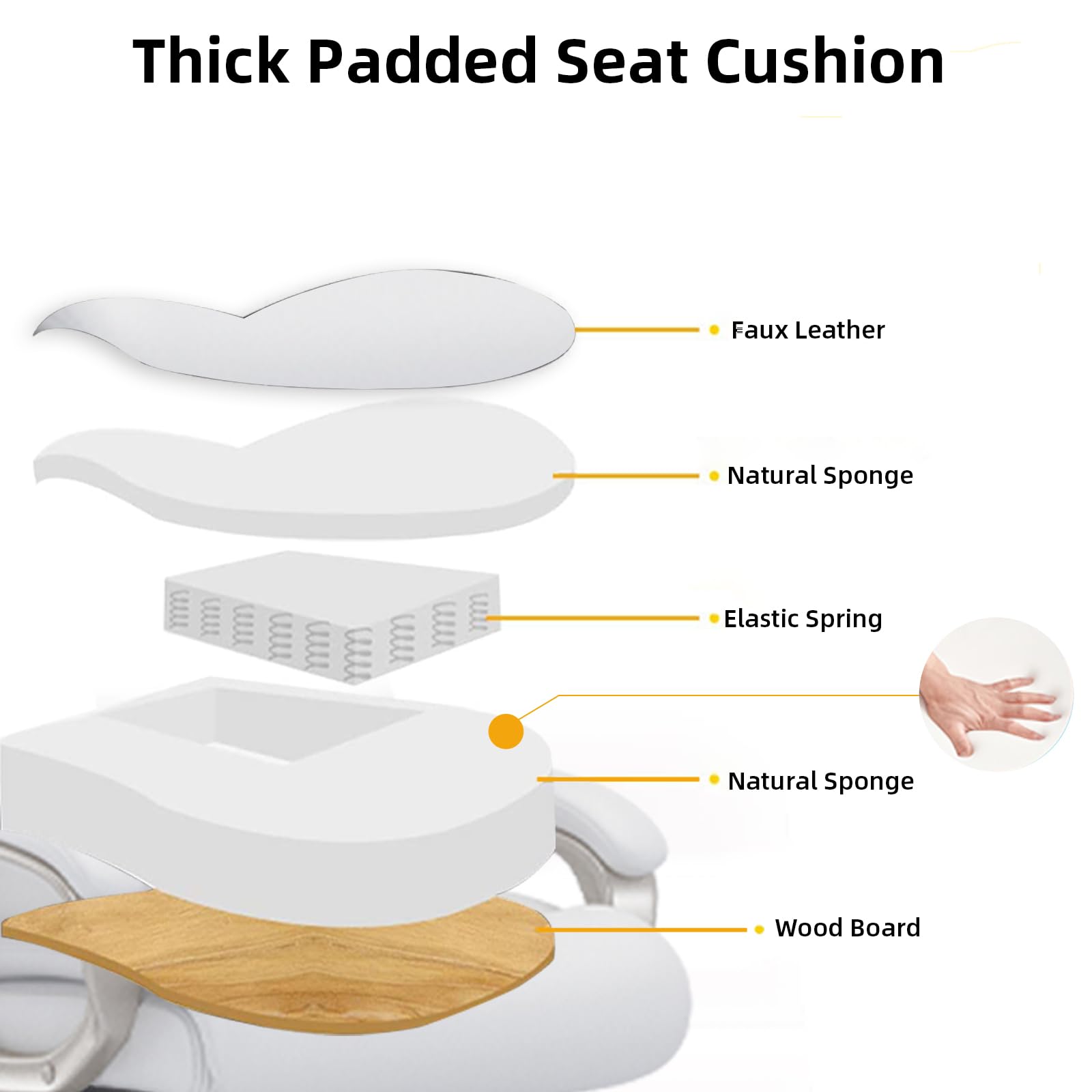 MUZII White Office Chair with Arms, High Back Executive Office Chair Big and Tall, PU Leather Office Desk Chair with Back Support, 360° Swivel Computer Desk Chair for Conference Room
