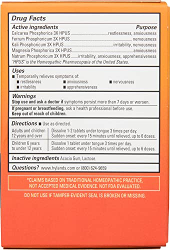 Hyland's Nerve Tonic Stress Relief Tablets, Natural Relief of Restlessness, Nervousness and Irritability Symptoms, 50 Count (2 Pack)