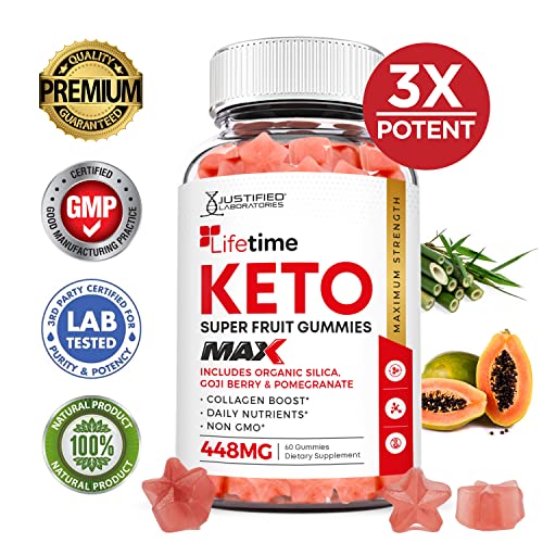 Justified Laboratories (2 Pack) Lifetime Keto Max Gummies 448MG Contains Organic Bamboo Acai Berry with Pomegranate Juice 120 Gummys