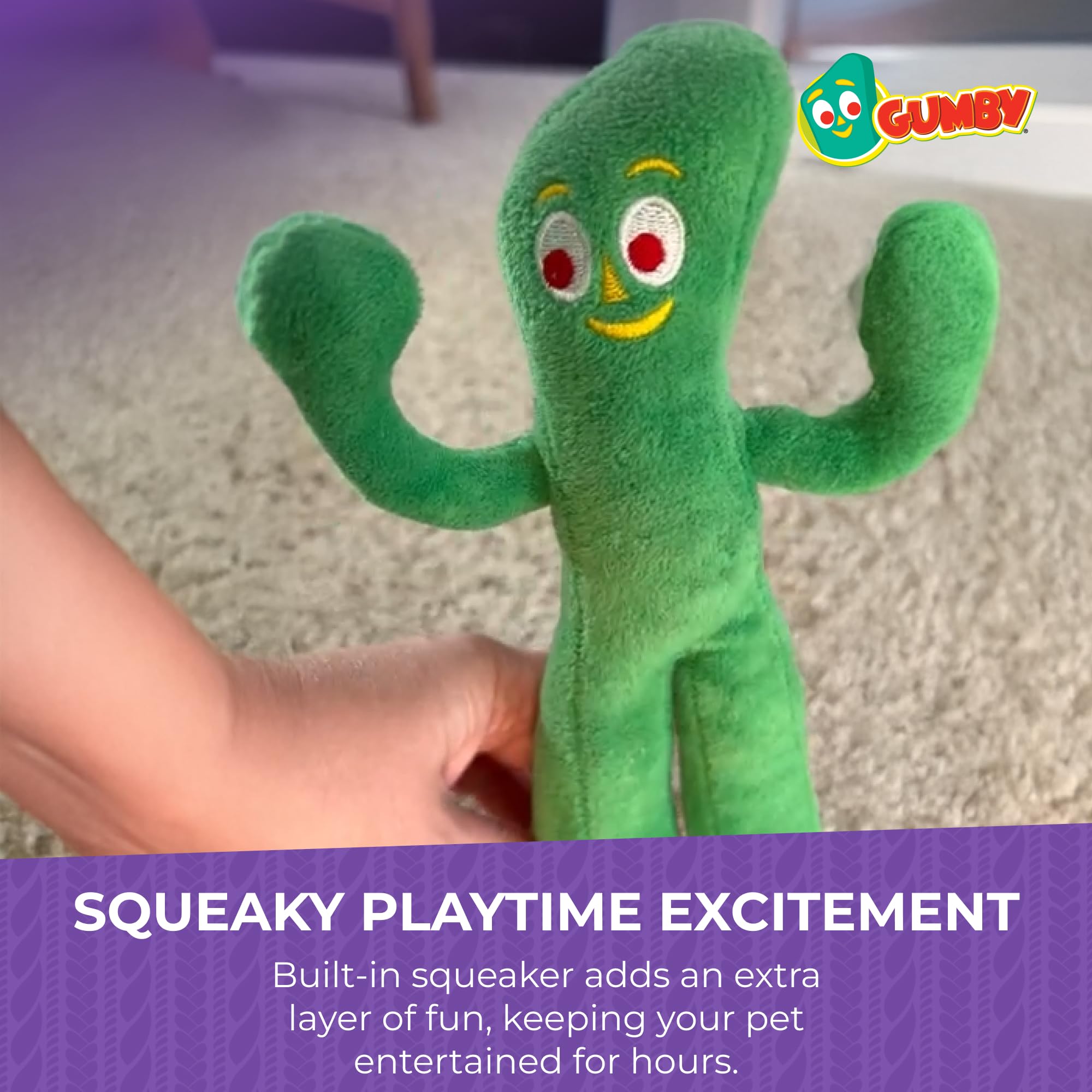 Multipet Gumby Plush Filled Dog Toy, Green, 9 inch (Pack of 1)