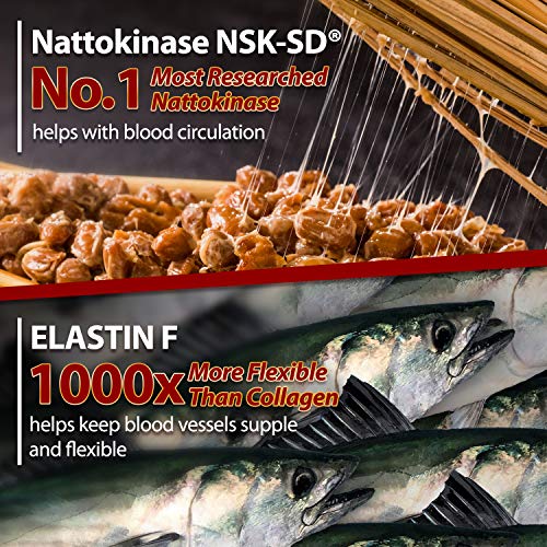 LABO Nutrition VesseCLEAR EX + NeuroREGAIN: Nattokinase NSK-SD, Elastin F for Clean & Flexible Blood Vessel, Cardiovascular & Circulation Support, Scallop-derived PLASMALOGEN for Brain Deterioration