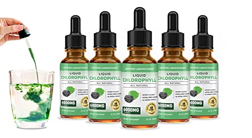 (5 Pack) Liquid Chlorophyll Drops Maximum Strength 6000MG Concentrate Packed Antioxidants Minerals and Vitamins 120 Servings Per Bottle