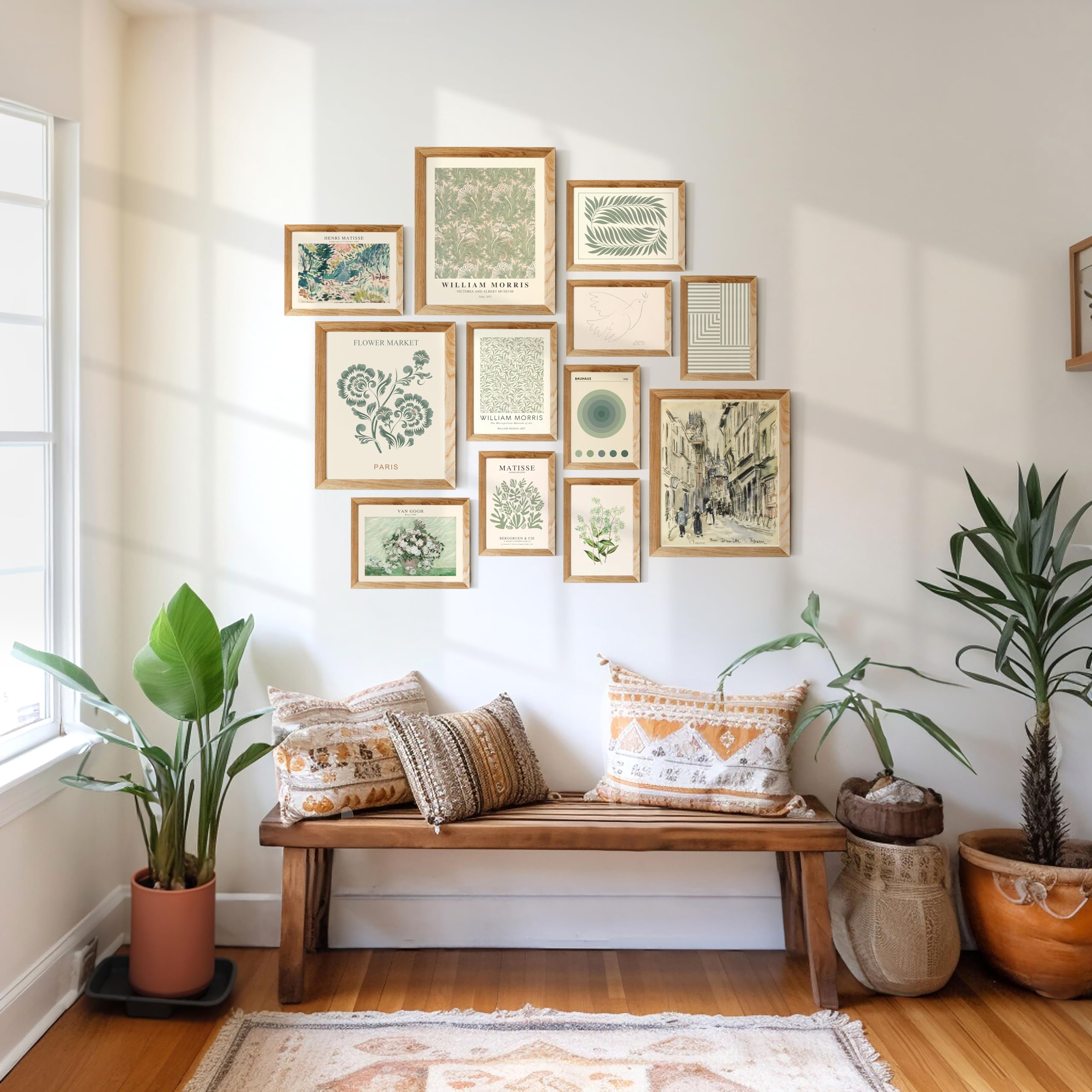 Waschbär Sage Green Room Decor Aesthetic - Green Wall Art Aesthetic Posters, Green Room Decor, Sage Minimalist Poster Set, Boho Prints Wall Collage, Matisse Pictures for Bedroom Decor (UNFRAMED)