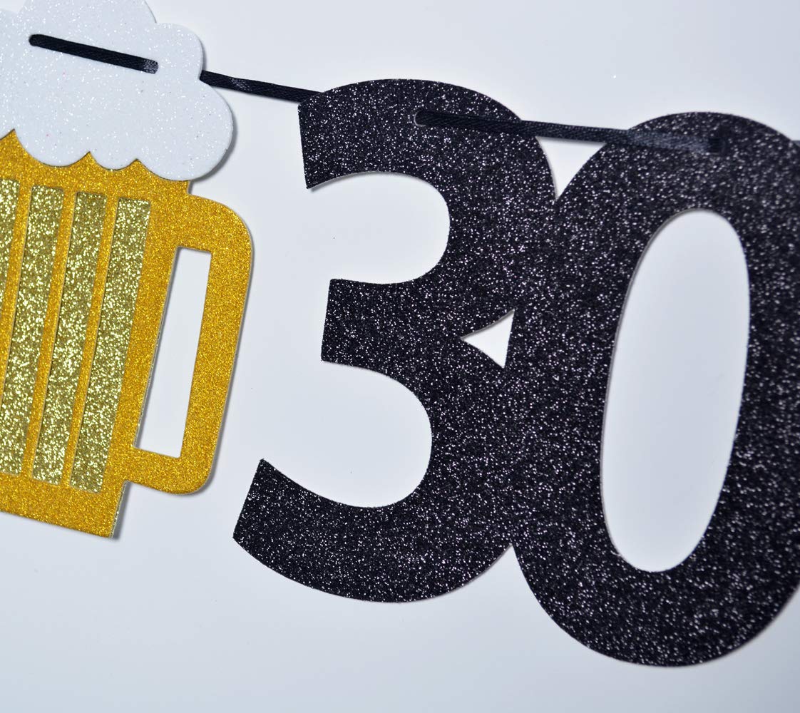 Beer birthday Glitter Banner, Beer Garland - Cheers to 30 Years Banner, 30th Birthday Banner - 30th birthday Decor