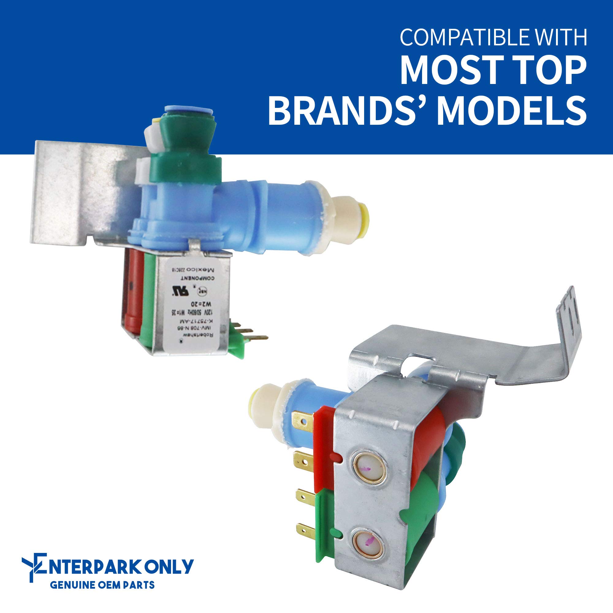 Enterpark IMV-708 W10408179 4389177 (Original Version) for Whirlpool Kitchenaid Kenmore Refrigerator Kitchenaid Refrigerator Water Valve by Robertshaw Replace AP5263471 W10408179VP PS3497634