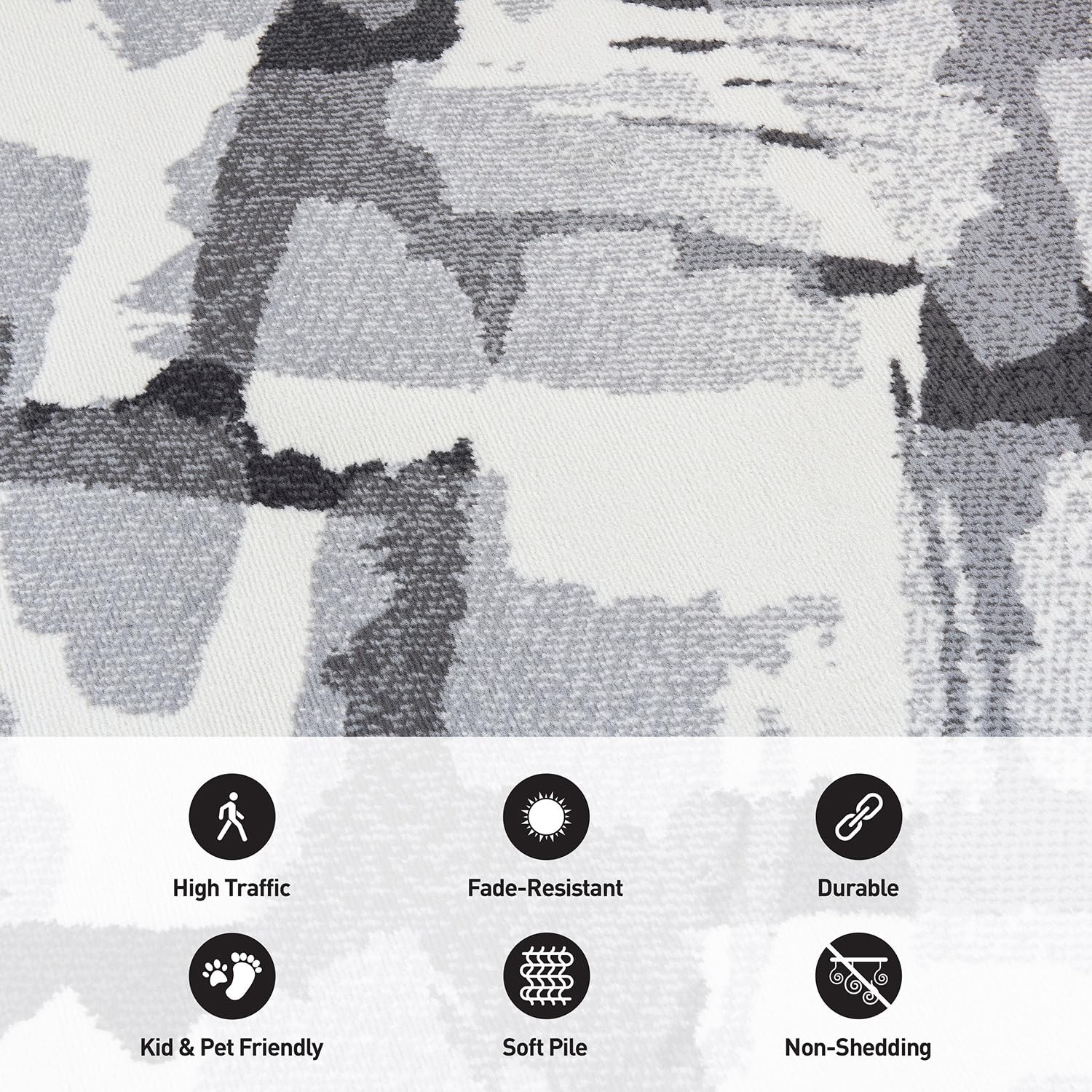 Rugshop Contemporary Abstract Design Soft Area Rug 5' x 7' Gray