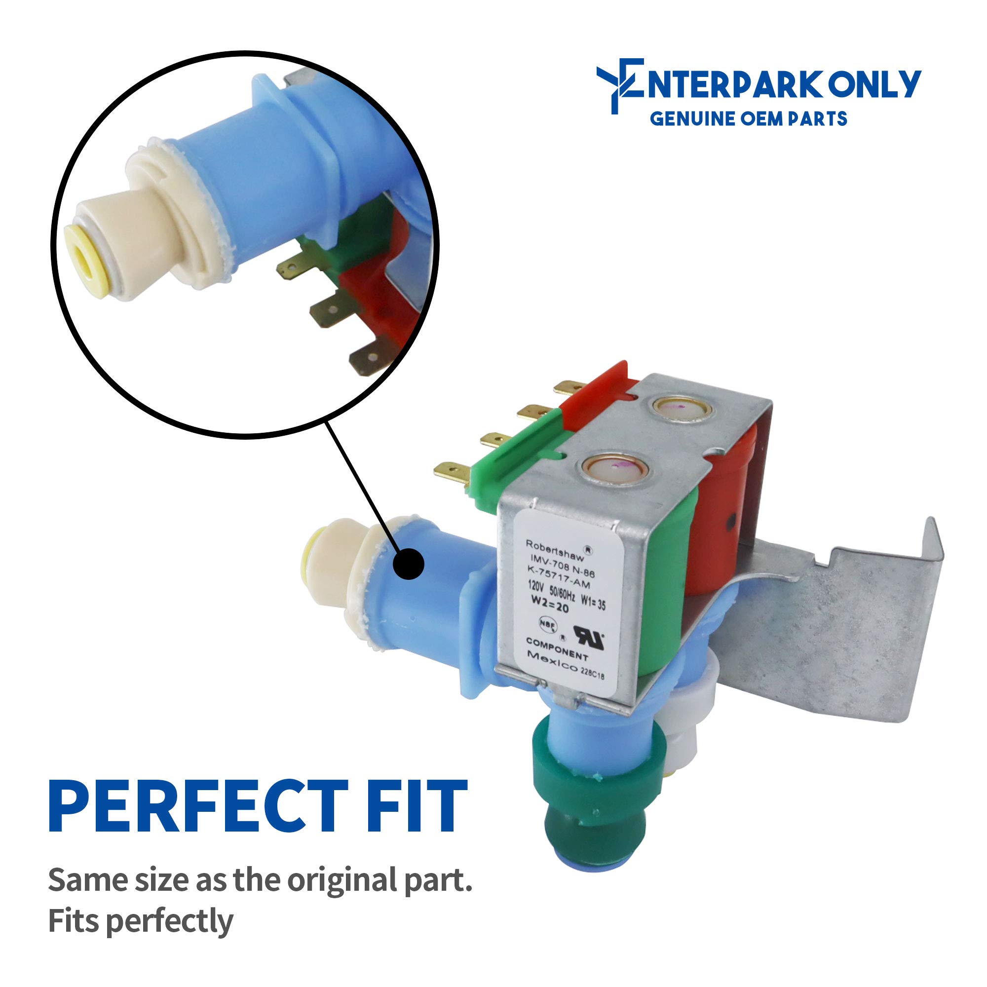 Enterpark IMV-708 W10408179 4389177 (Original Version) for Whirlpool Kitchenaid Kenmore Refrigerator Kitchenaid Refrigerator Water Valve by Robertshaw Replace AP5263471 W10408179VP PS3497634