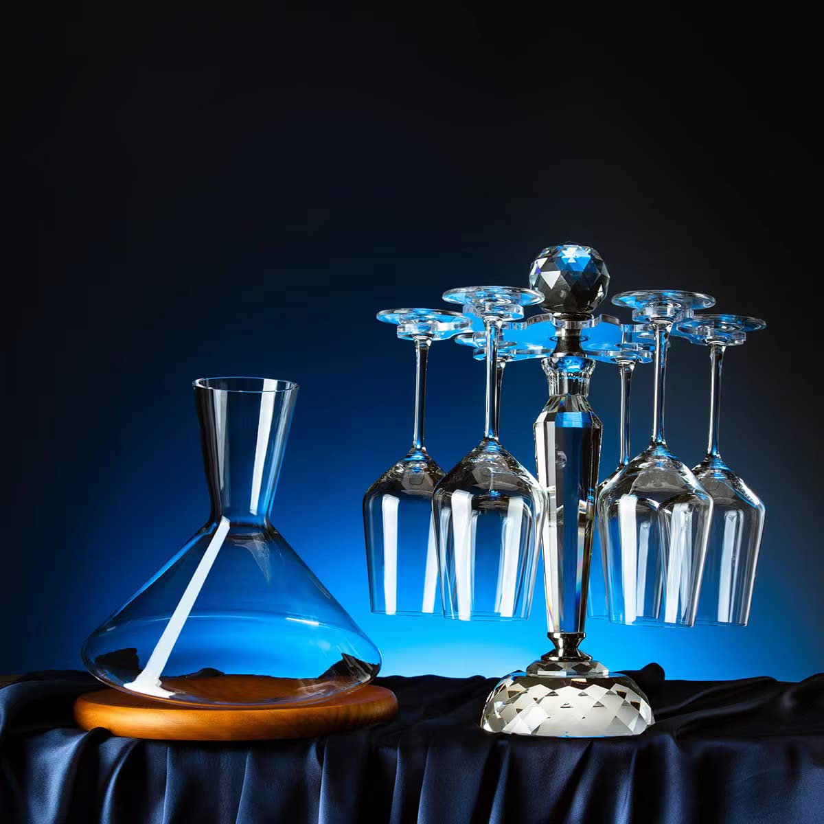 Elegant Desktop Crystal Glass Stemware Rack/Rotate 8 Wine Glass Storage Holder Stand Air Drying Rack