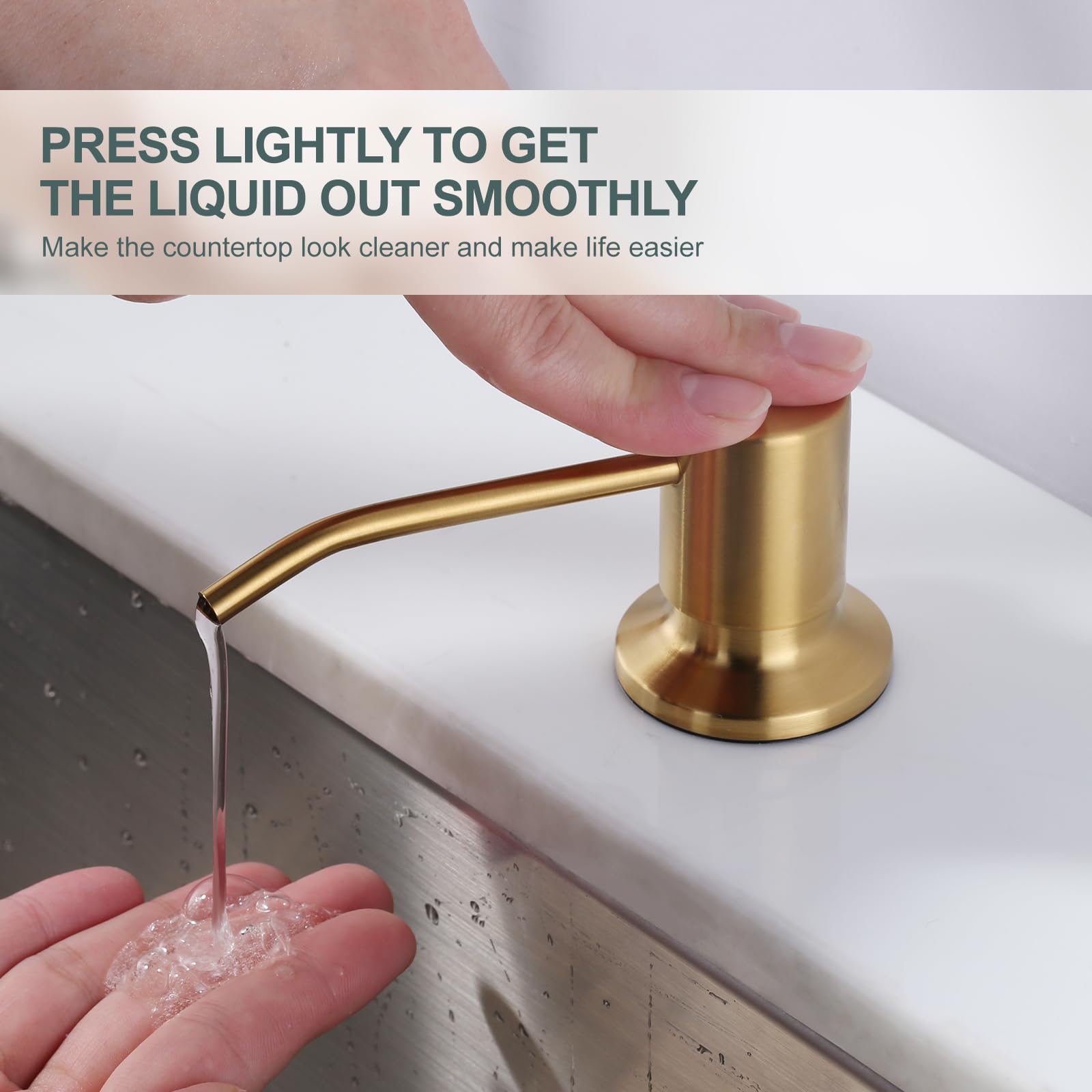 Black and Gold Kitchen Faucet with Soap Dispenser, WOWOW Stainless Steel Kitchen Sink Faucet Single Handle High Arc Utility Sink Faucet for Sink, RV, Laundry, Bar