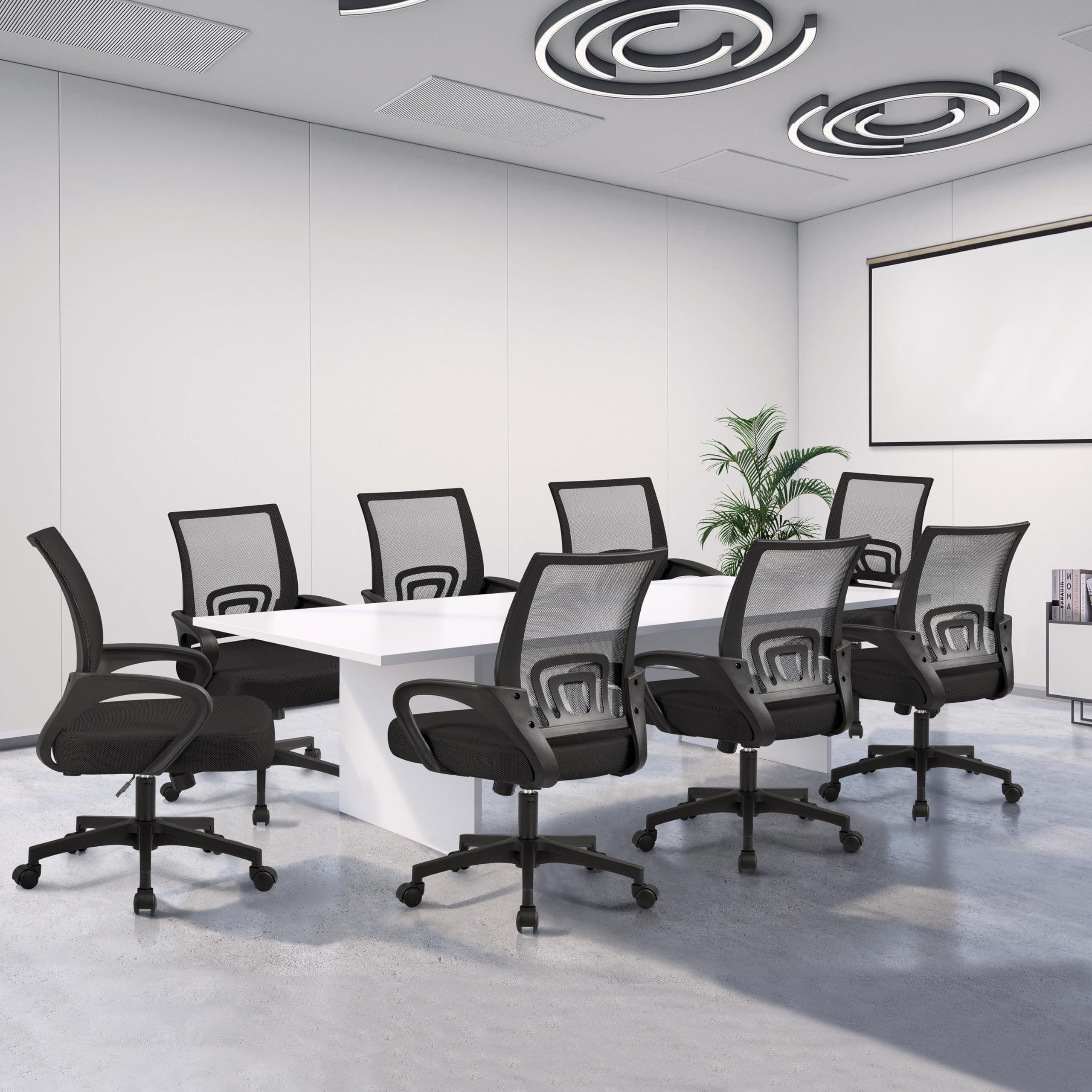 Topeakmart Executive Desk Chair Ergonomic Office Chair Swivel Mesh Back Task Computer Chair with Adjustable Height Armrest for Home Office Conference and Study Room, Black